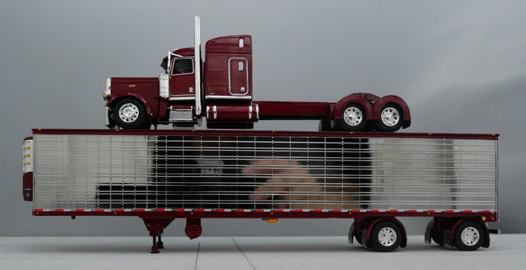 60-1734 Maroon Red Chrome 1/64 DCP Peterbilt 389 w/ Utility Refrigerat ...