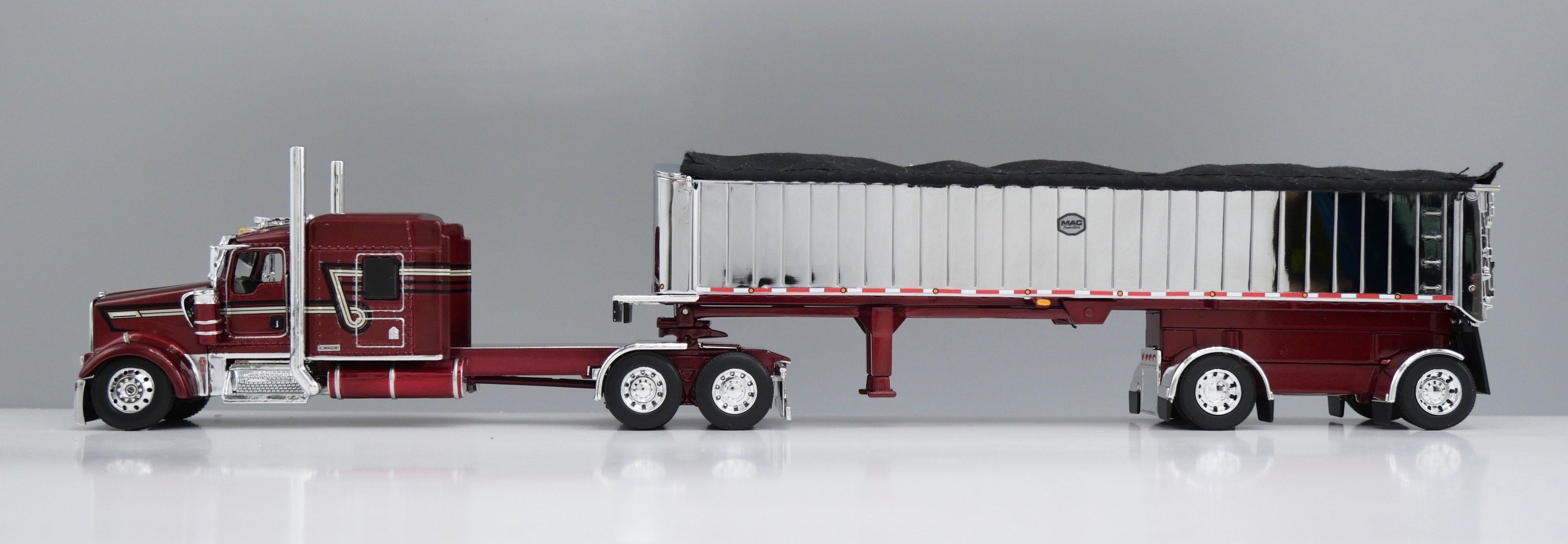 #60-2096 Maroon Kenworth W900L MAC Coal End Dump – JW Toy Trucks