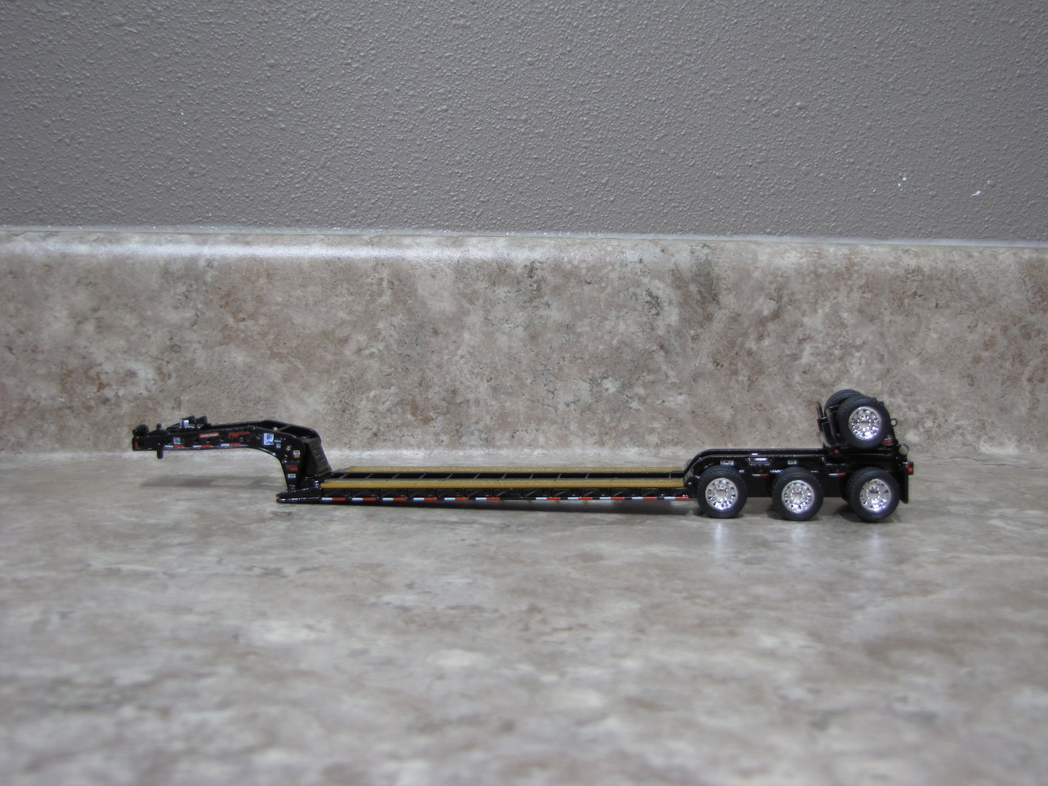 TRL1476 Black Fontaine Magnitude Lowboy Trailer w Flip Axle – JW Toy Trucks